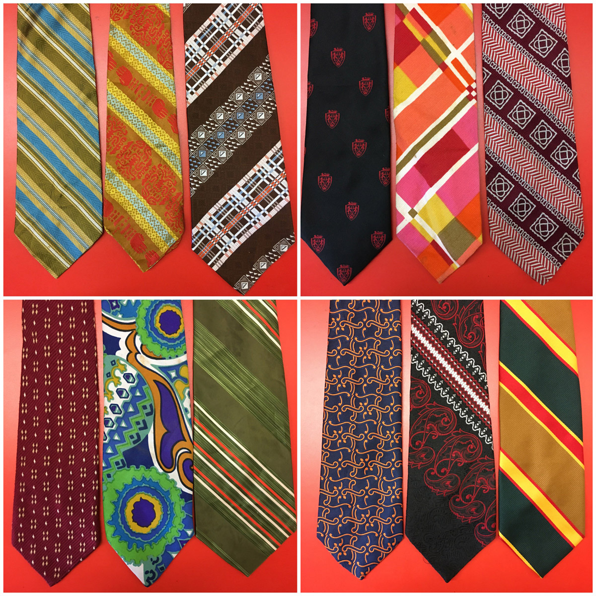 1970s Wide Polyester Necktie by the bundle: Bulk Vintage Clothing